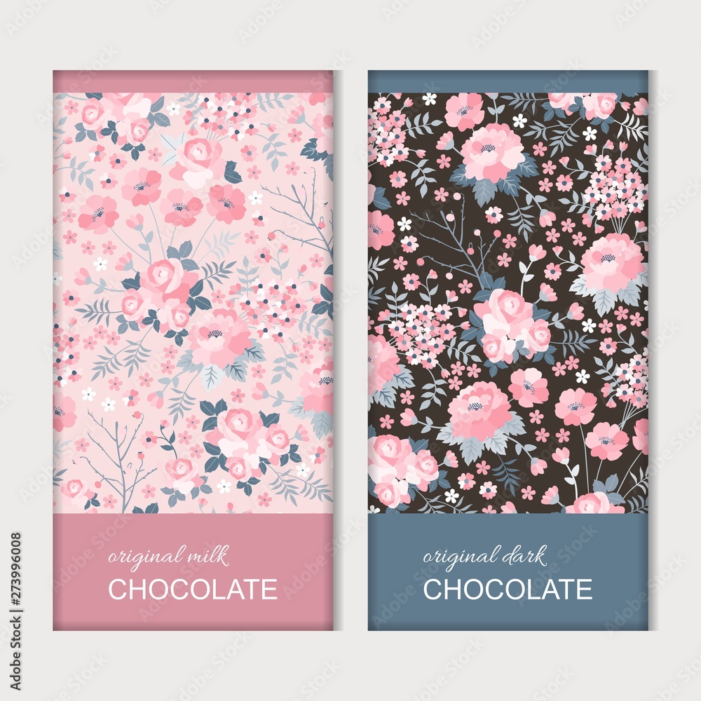 Chocolate bar packaging. Trendy template with beautiful floral pattern ...