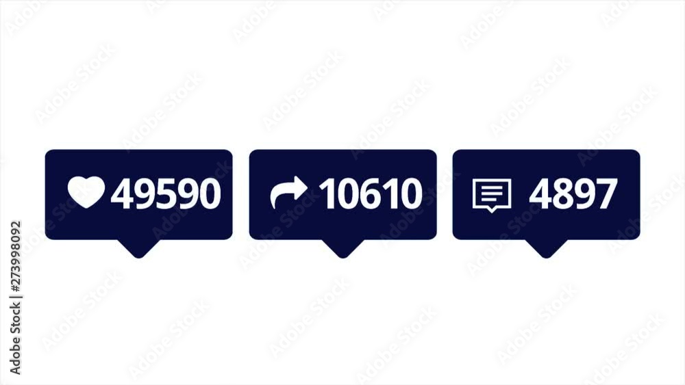 Comments, likes, follower counter reducing quickly, animation with user ...