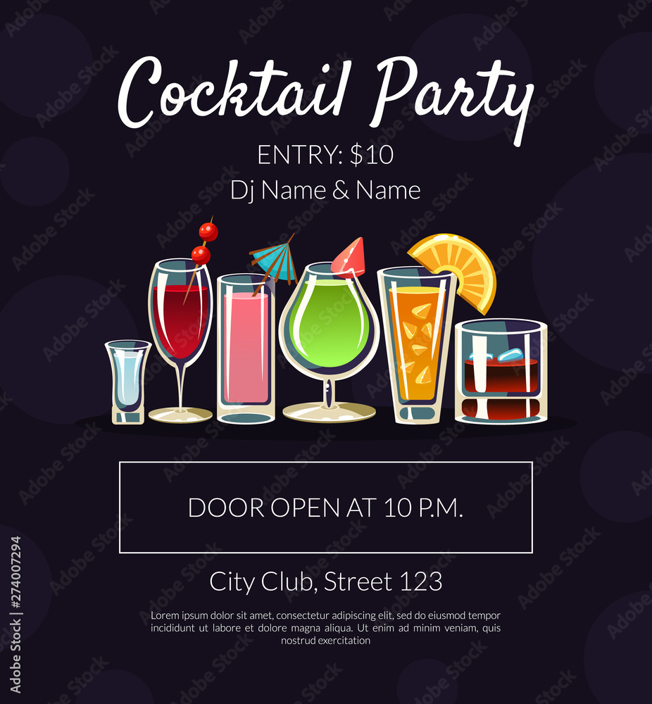 Cocktail Party Banner Template with Place for Text, Bar, Restaurant ...
