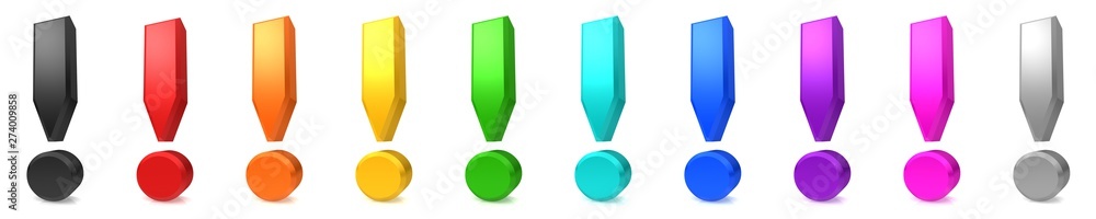 exclamation point exclamation mark icon set 3d rendering sign black red ...