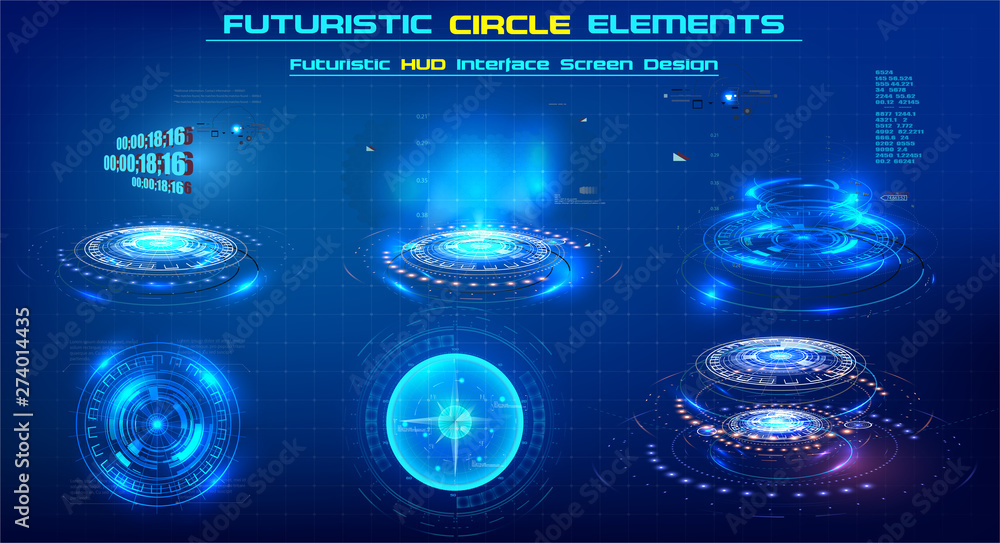 Elements Sci-Fi Modern circle For Graphic Motion. Futuristic technology ...