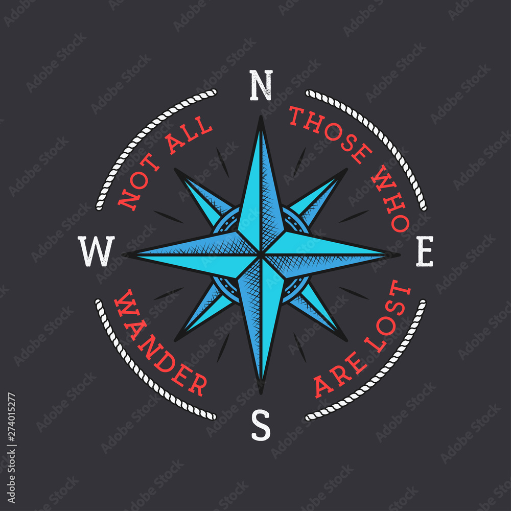 Nautical style vintage wanderlust print design for t-shirt, logos or ...