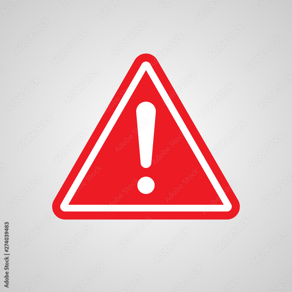 Rounded triangular hazard shape warning sign with exclamation mark ...