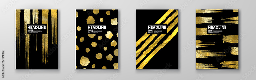Vector Black and Gold Design Templates set Stock Vector | Adobe Stock