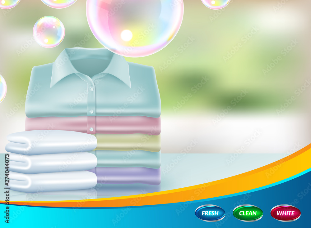 Vector realistic promo banner of washing powder, poster for advertising ...