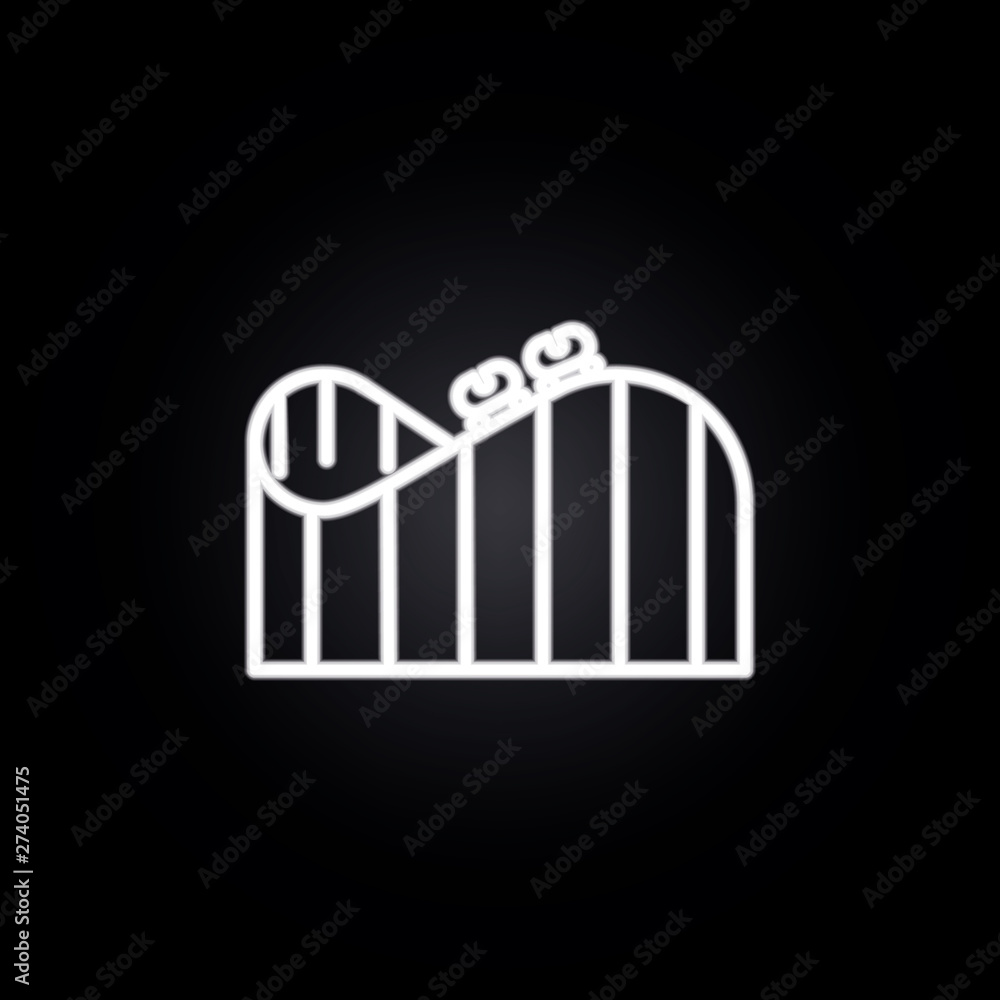 roller coaster neon icon. Elements of carnival and amusement set ...