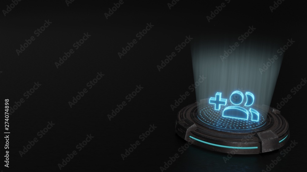 3d hologram symbol of create group button icon render Stock ...