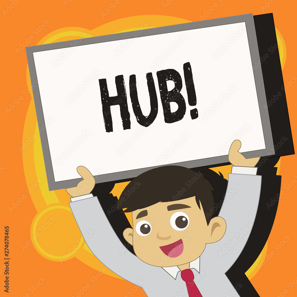 Writing note showing Hub. Business photo showcasing Device connecting ...