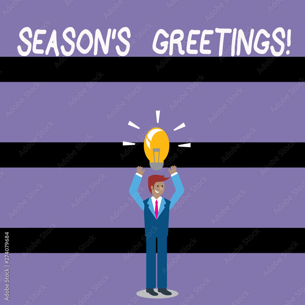 Writing note showing Season S Is Greetings. Business concept for Used ...