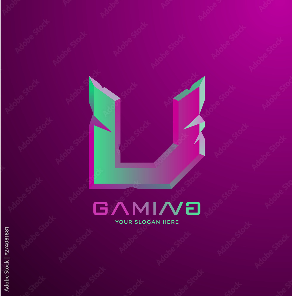Initial letter U gaming esports style logo template Stock Vector ...