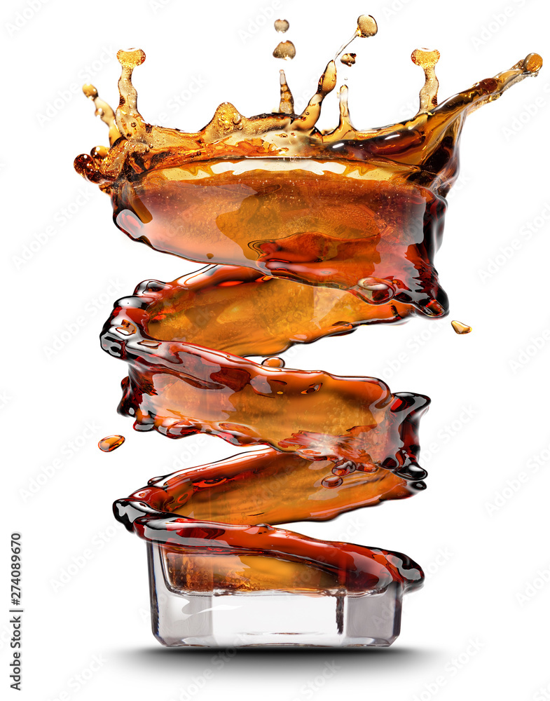 Cola splash isolated on white Stock Photo | Adobe Stock