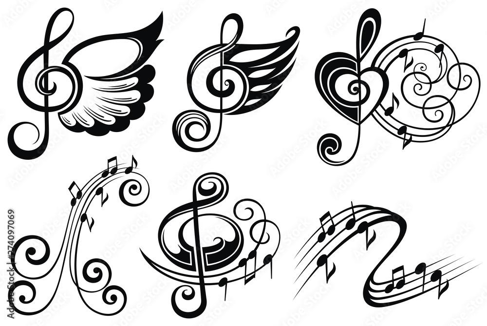 Musical Design Elements Set. Musical Symbols Stock Vector | Adobe Stock