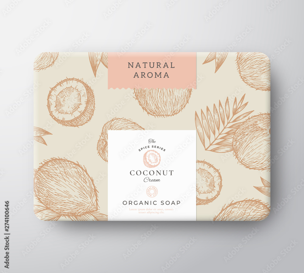 Coconut Soap Cardboard Box. Abstract Vector Wrapped Paper Container ...