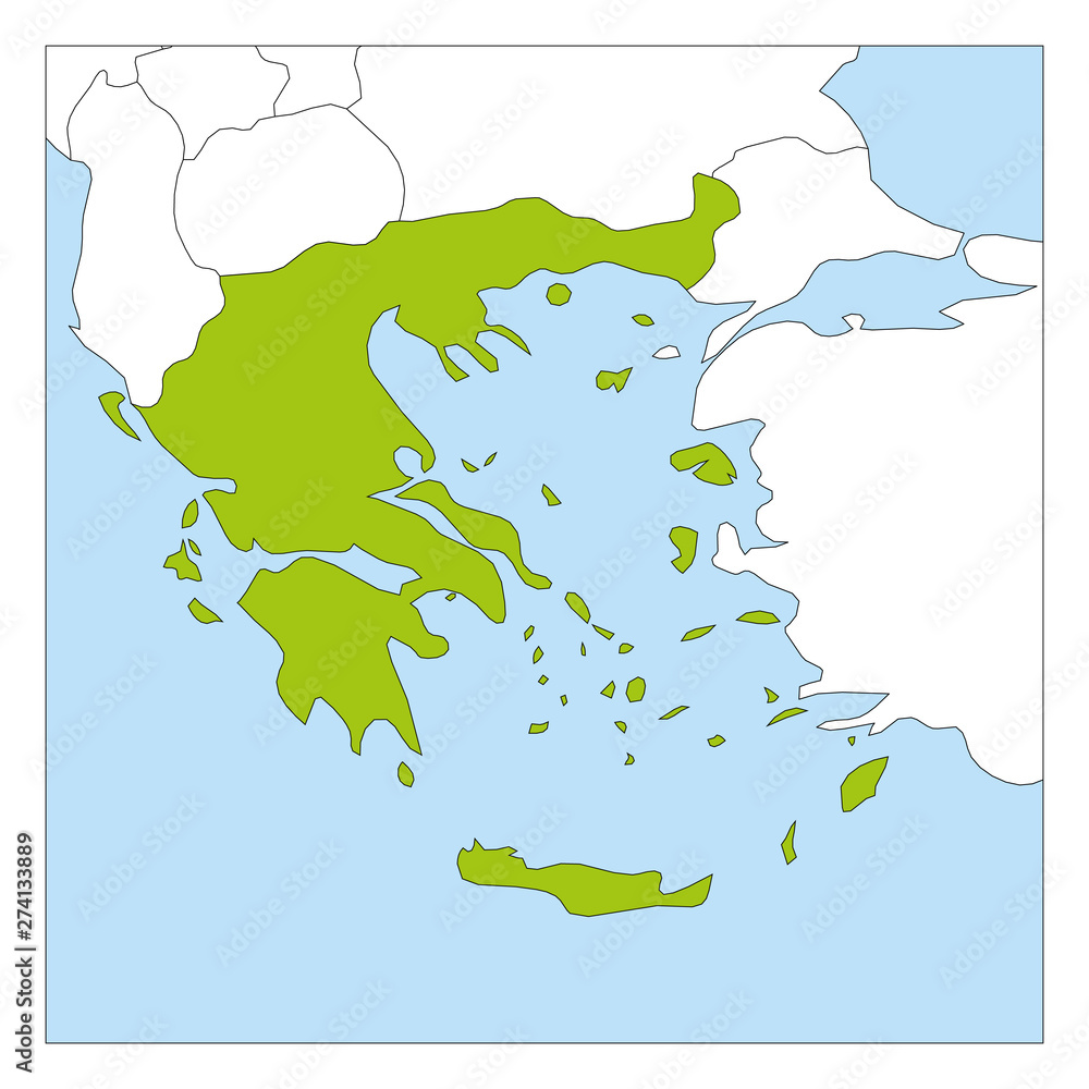 Map of Greece green highlighted with neighbor countries Stock Vector ...