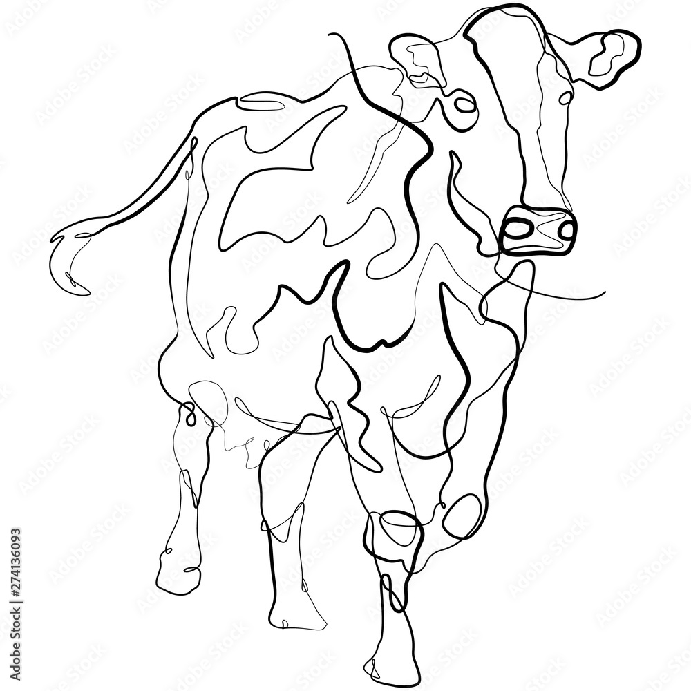 Cow one line drawing. Line Art Farm Animal Vector Illustration Stock ...
