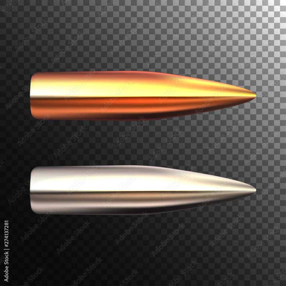 Vector realistic bullet on transparent background. Stock Vector | Adobe ...