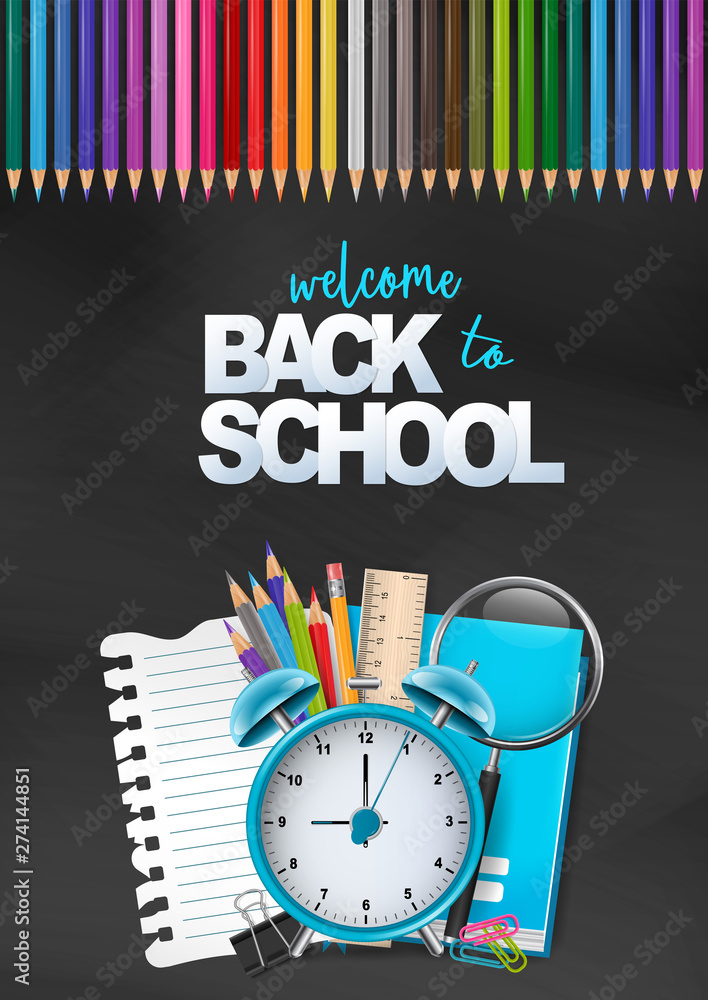 Welcome back to school colorful poster. Education flyer for ...