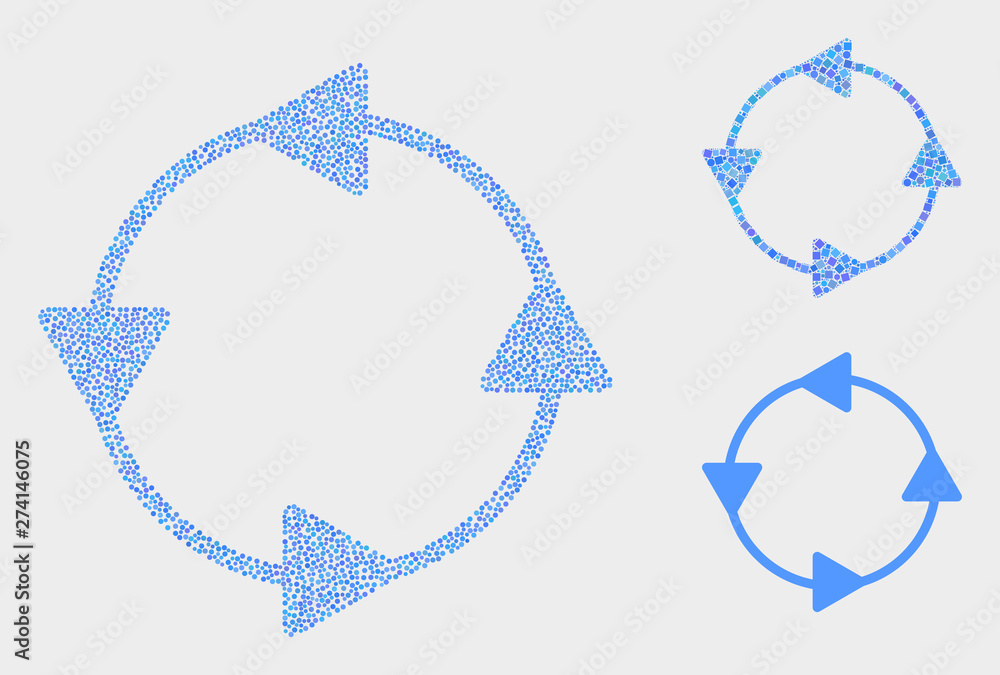 Pixelated and mosaic CCW circulation arrows icons. Vector icon of CCW ...