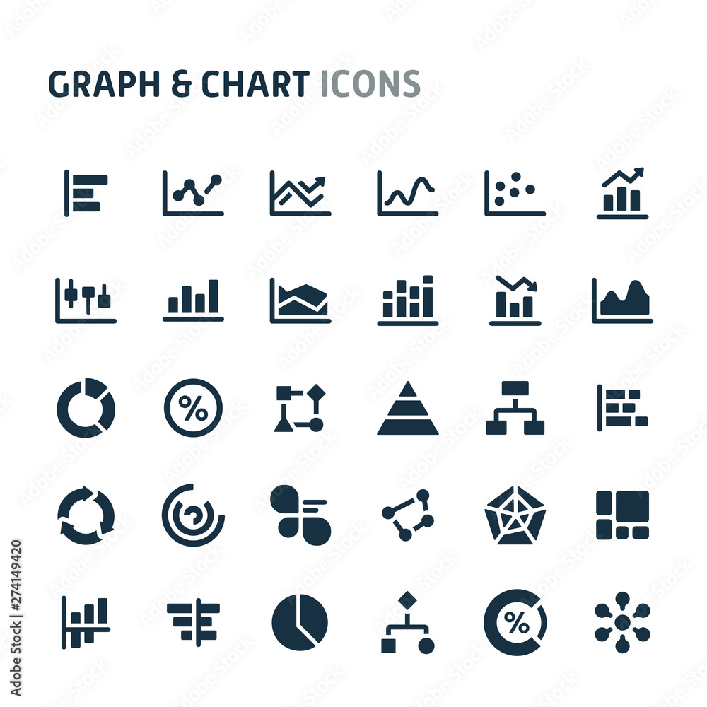 Graph & Chart Vector Icon Set. Fillio Black Icon Series. Stock Vector ...