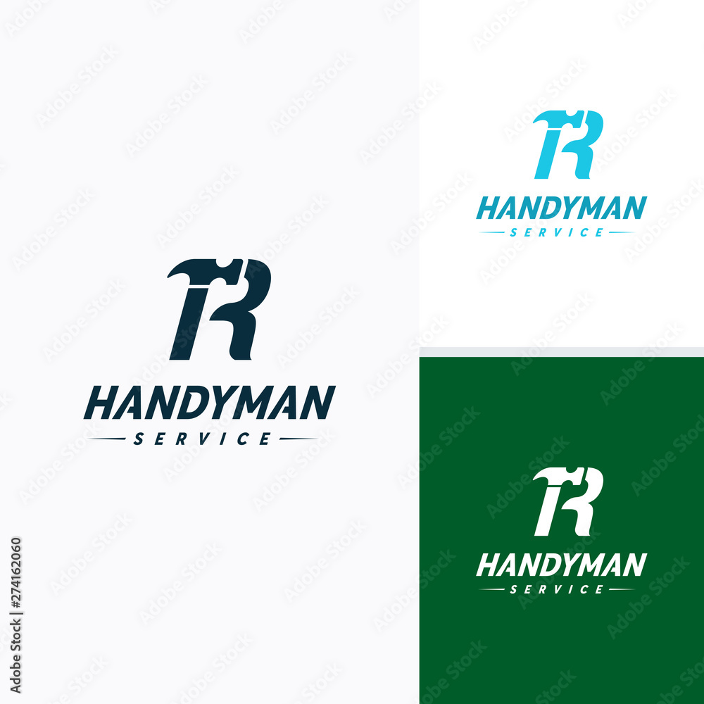 Handyman services Logo vector design, Letter R Hammer Logo Stock Vector ...