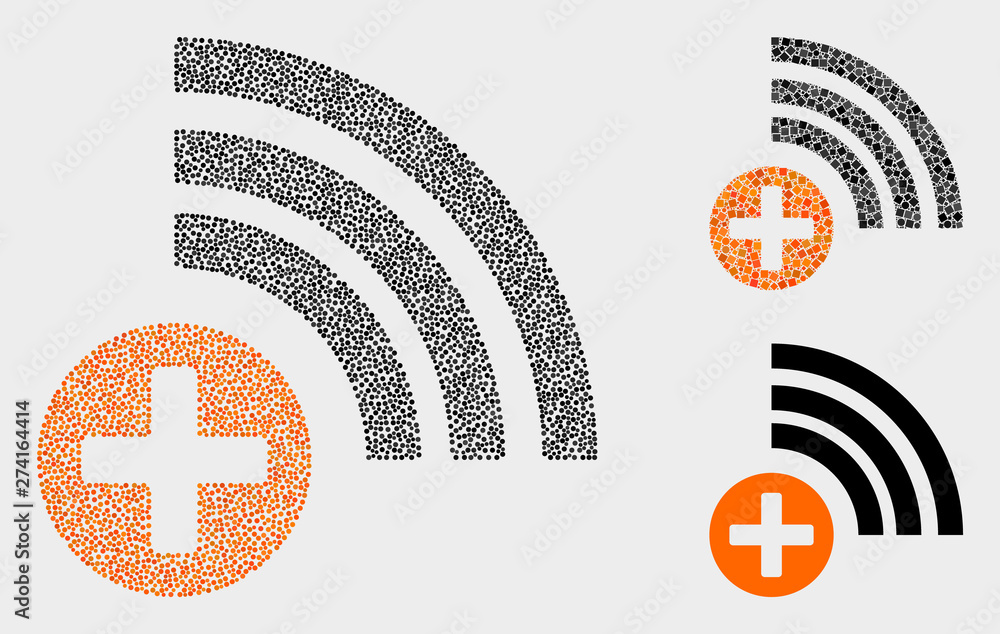 Pixelated and mosaic medical source icons. Vector icon of medical ...