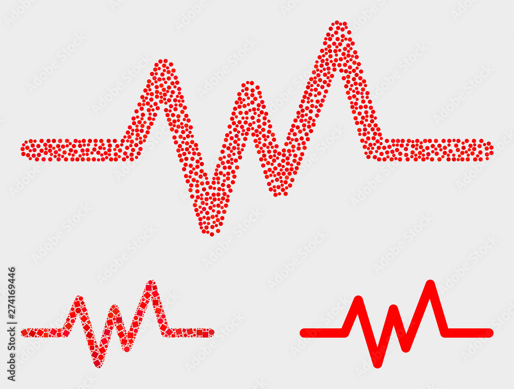 Vetor de Pixelated and mosaic pulse signal icons. Vector icon of pulse ...