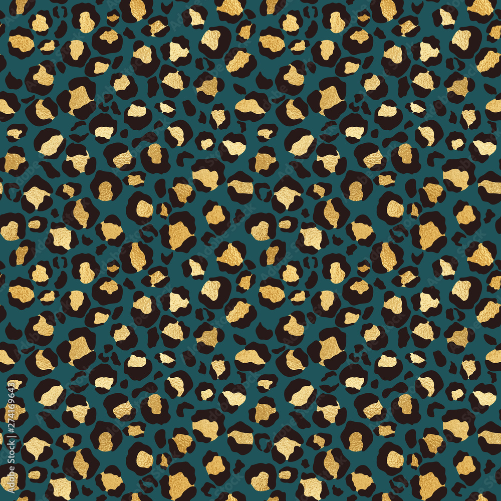 Gold Leopard Print Seamless Pattern - Gold leopard spots on jewel tone ...