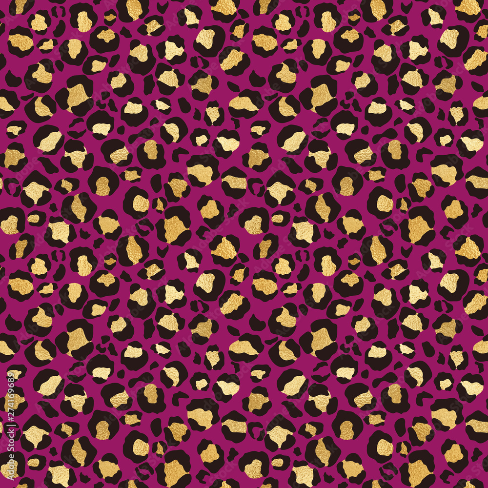 Gold Leopard Print Seamless Pattern - Gold leopard spots on jewel tone ...
