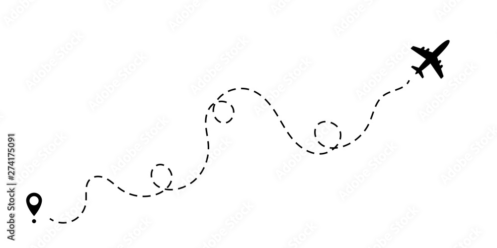 Airplane Track to Point. Line Way or Air Lines Path Stock-Vektorgrafik ...