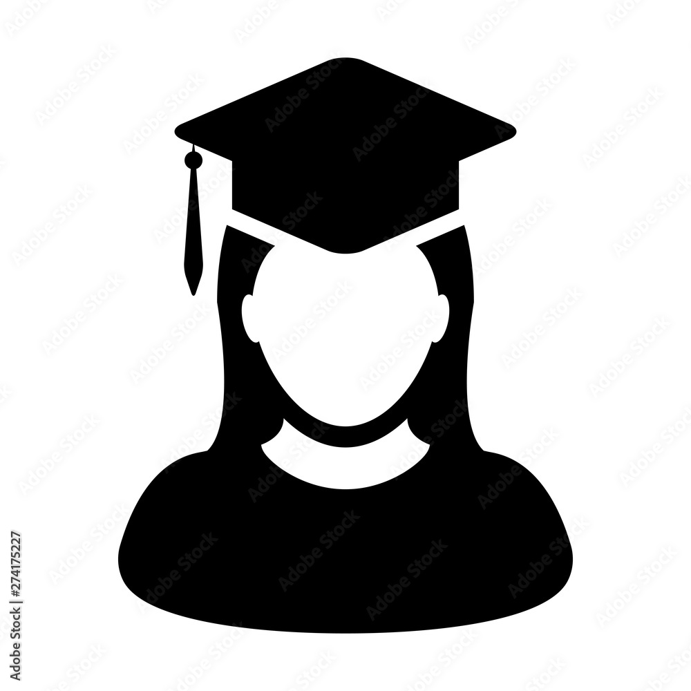 Education icon vector female student person profile avatar with mortar ...