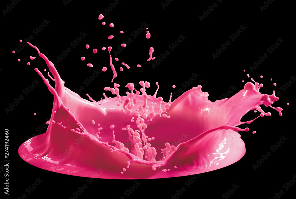 pink paint splash isolated on black background Stock Photo | Adobe Stock