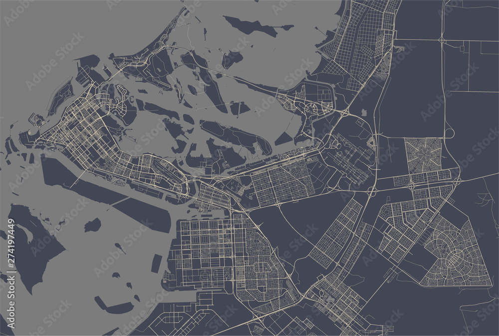vector map of the city of Abu Dhabi, United Arab Emirates (UAE ...