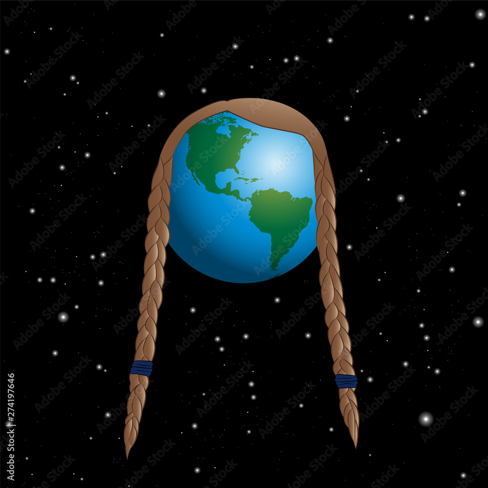 Planet earth with Greta braids. The world needs young climate activists ...