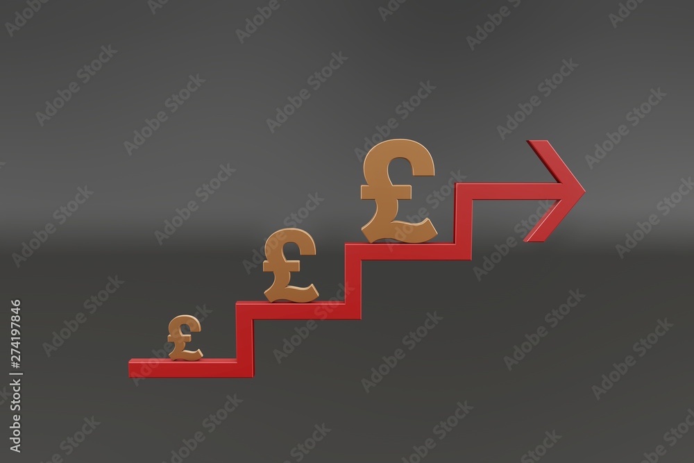 Trapezoidal arrow with currency symbol, career success and appreciation ...