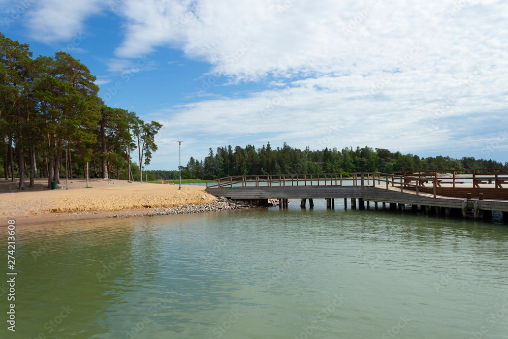City public beach and resting place in Ruissalo Park in the island part ...