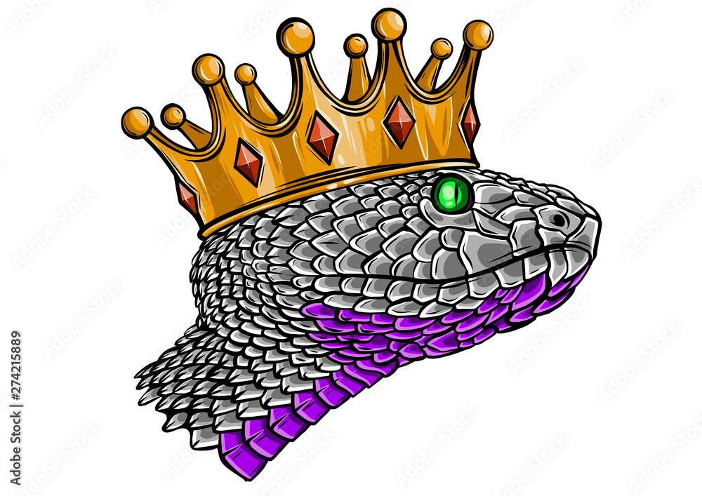 Hand-drawn vintage Snake with Crown tattoo art. Vector illustration ...