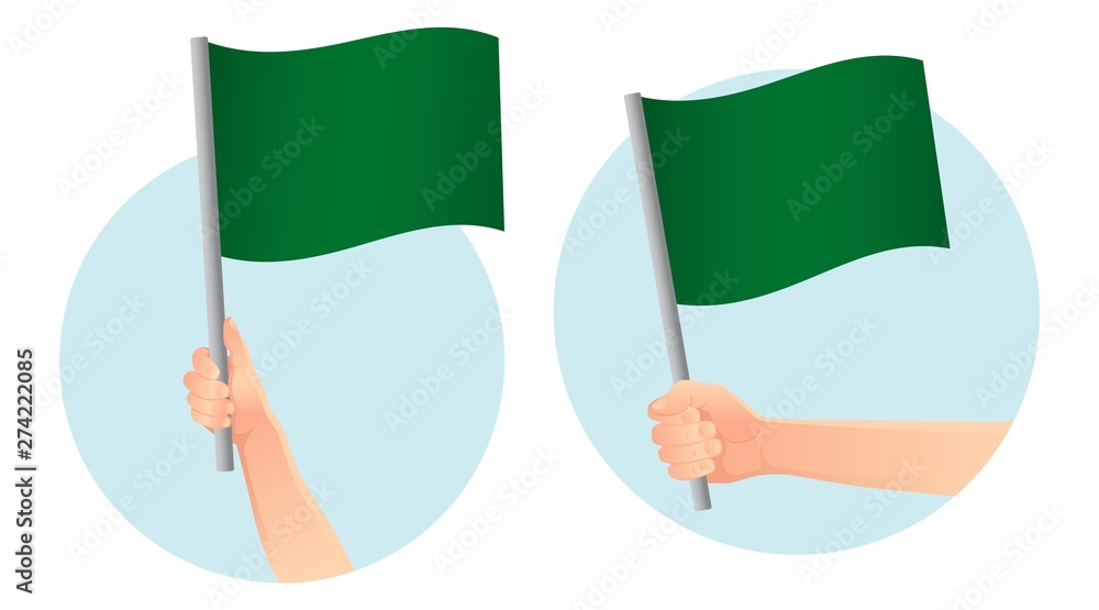 green flag in hand icon Stock Vector | Adobe Stock