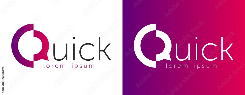 Quick lettering vector sketch logo. design logo quick with abstract Q ...