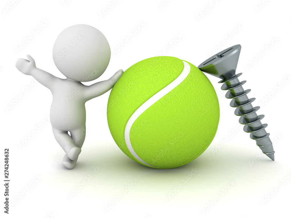 3D Character leaning on screw and ball screwball Stock Illustration ...