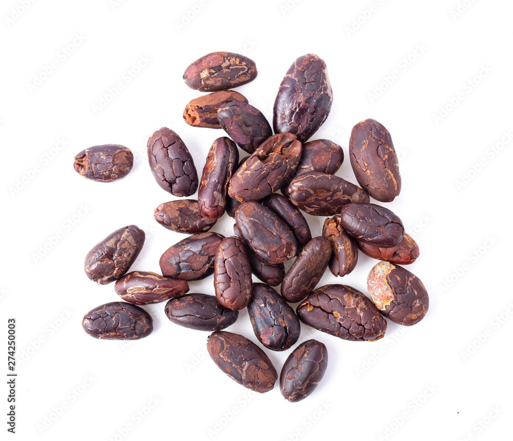 Cacao pod isolated on white backgrounds, top view Stock Photo | Adobe Stock