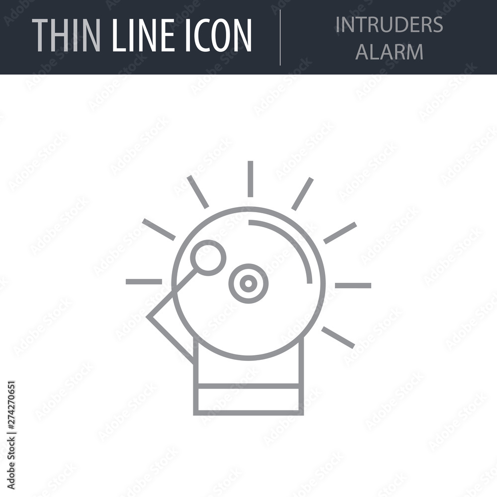 Symbol of Intruders Alarm Thin line Icon of Cyber Security. Stroke ...