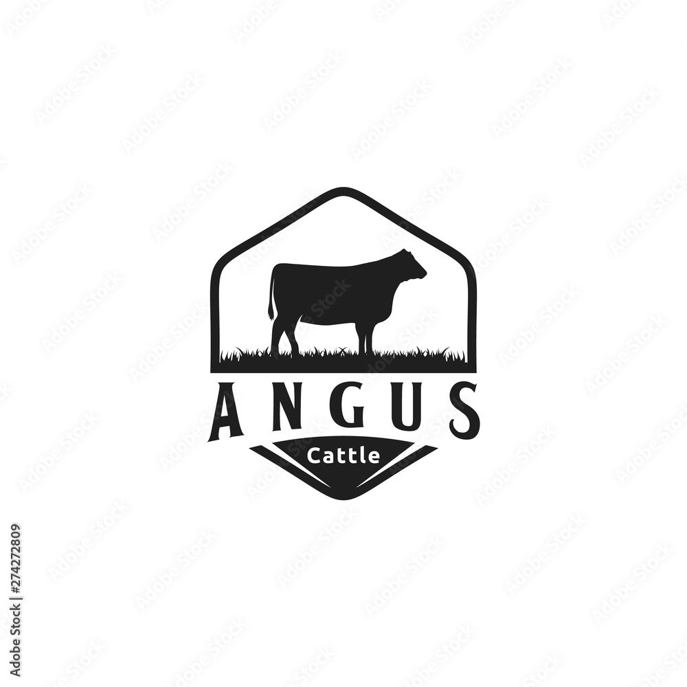 Cattle farm beef emblem label vintage angus logo design inspiration ...