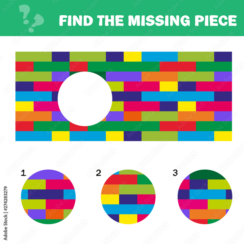 Visual logic puzzle with blocks. Find missing piece - Puzzle game for ...