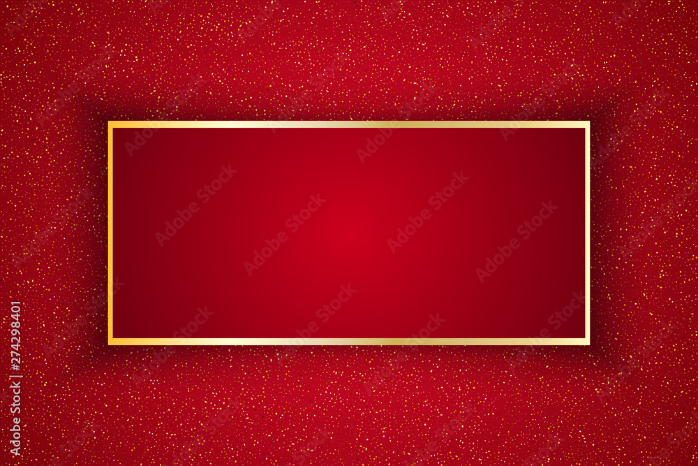 Gold Frame on red glitter background for your presentations. Vector illustration Stock Vector ...