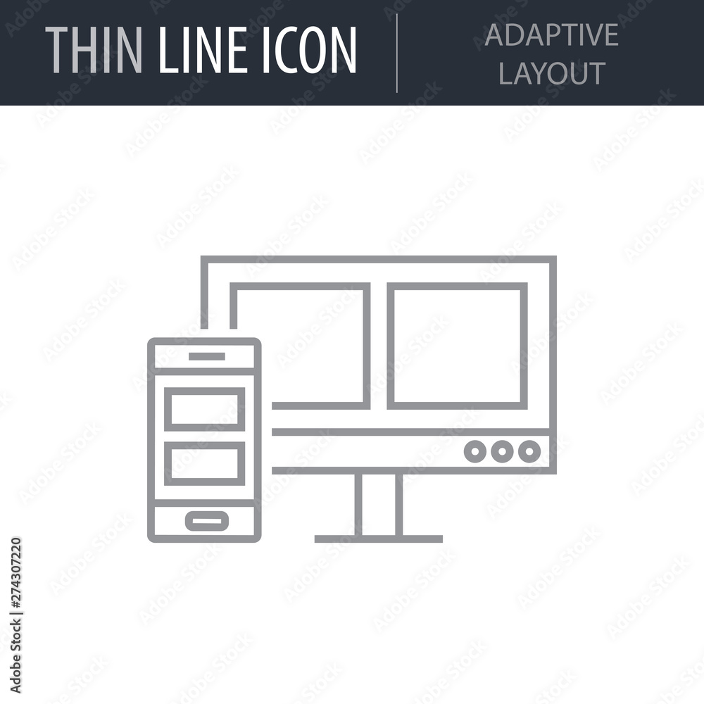 Symbol of Adaptive Layout Thin line Icon of Design Thinking. Stroke ...