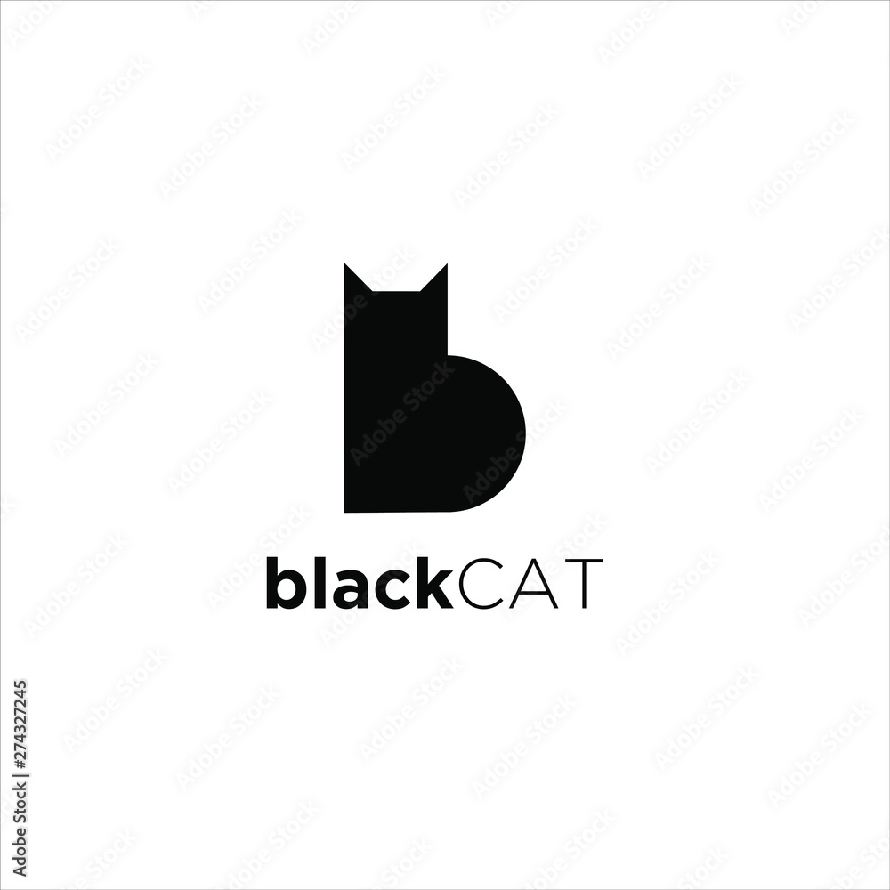 Black cat silhouette. The appearance of a cat that forms the letter B ...