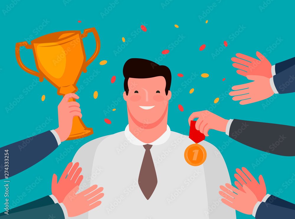 Awarding ceremony. Success, business concept. Cartoon vector ...