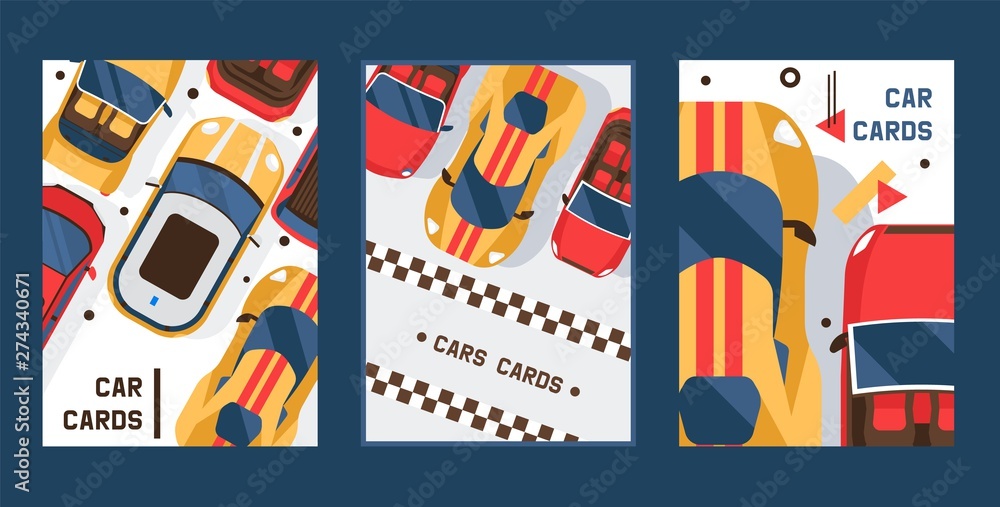 Car cards set of banners vector illustration. Vehicle, transport ...