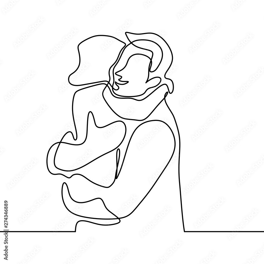Father and kid continuous one line drawing vector illustration. Concept ...