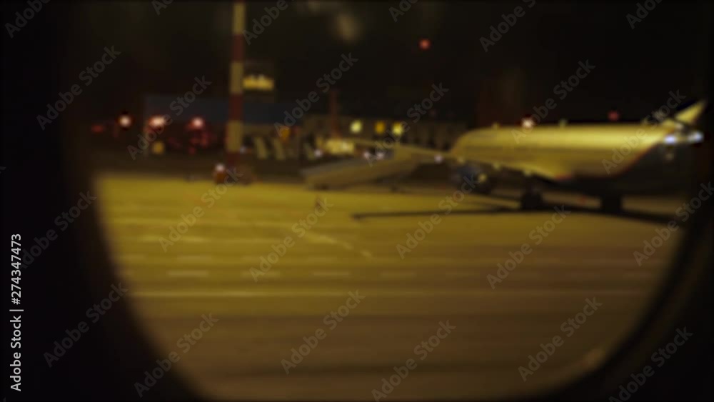 airplane aircraft flight concept. the plane taking off at night at the ...
